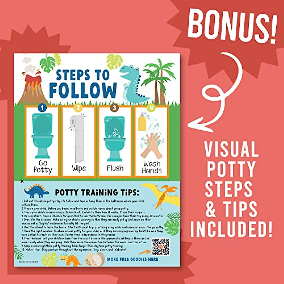 Dinosaur Potty Training Chart For Toddlers Boys - Potty Chart For Boys With Stickers, Sticker Chart For Kids Potty Training Chart For Toddlers Boys, Potty Sticker Chart For Toddlers Boy, Potty Rewards