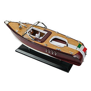 SAILINGSTORY Wooden Model Boat Riva Aquarama Speedboat 1/20 Scale Replica Runabout Boat Model Decoration