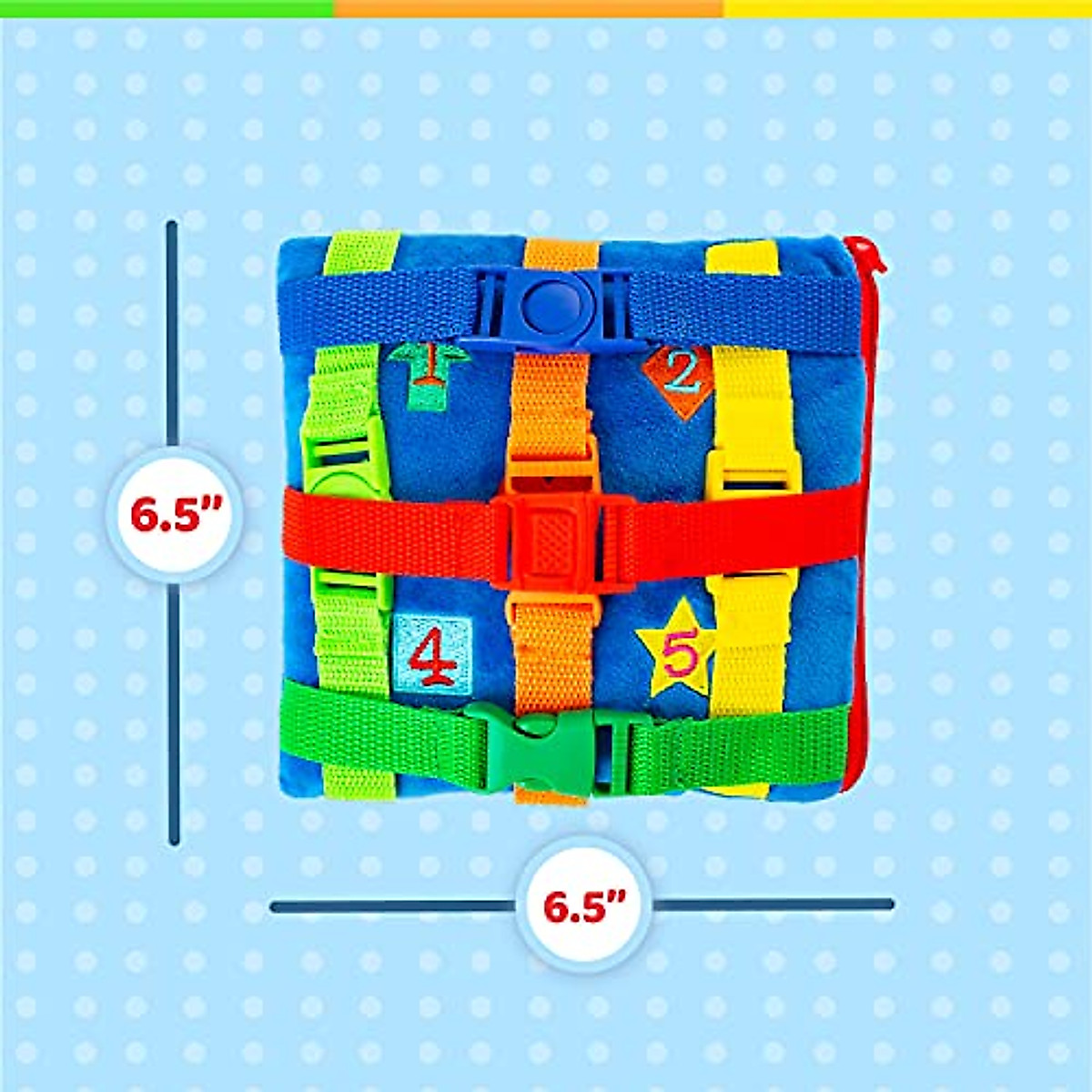 Buckle Toy - Boomer Square - Learning Activity Toddler Plane Travel Essential Toy - Develop Motor Skills and Problem Solving