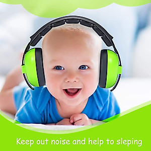 CHAMPS Baby Ear Muffs, Baby Earmuff Noise Protection Reduction Headphones for 0-3 Years Babies, Toddler, Infant, Safety Hearing Ear Muff Shooting Range Hunting Season [Green]