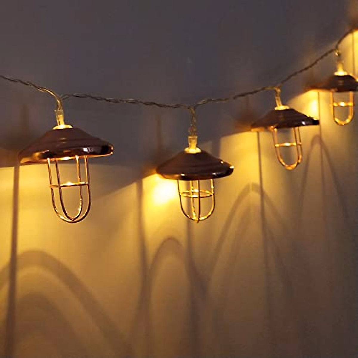 Fairy Lights 9.84Ft 20LED Lampshade Industrial Style Rose Gold Geometric String Lights for Bedroom, Christmas, Parties, Wedding, Centerpiece, Decoration