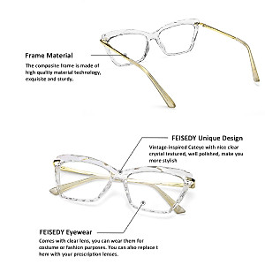 FEISEDY Cat Eye Glasses Frame Clear Lenses Eyewear Women B2440