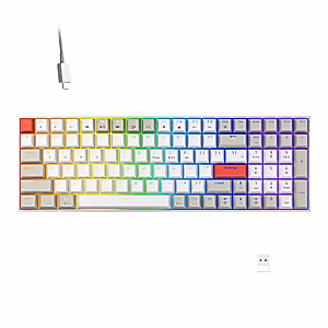 Newmen GM1000 96% Mechanical Keyboard,Wired/Bluetooth/2.4G Hot swappable Anti-Ghosting 100 Keys Mechanical Gaming Keyboard with RGB Backlit,for Windows Mac and Android(Brown)