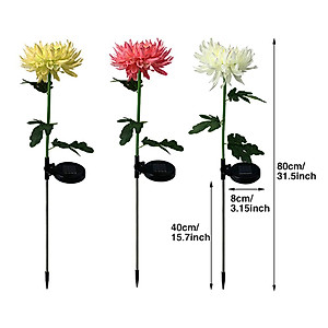 Outdoor Solar Garden Stake Lights, Chrysanthemum Decor Solar Pathway Lights LED Solar Garden Lights, Waterproof Stake Light for Garden Patio Yard Pathway Decor