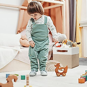 DULLEMELO 11 inch Cube Storage Bins,Fabric Storage Cubes for Organizing,Collapsible Foldable Linen Canvas Closet Storage Bins for Shelves Closet Bedroom Toys Home Office(White&Khaki)