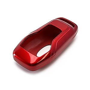iJDMTOY Glossy Metallic Red Exact Fit Key Fob Shell Cover Compatible with Ford or Lincoln 4/5-Button Intelligent Access Key