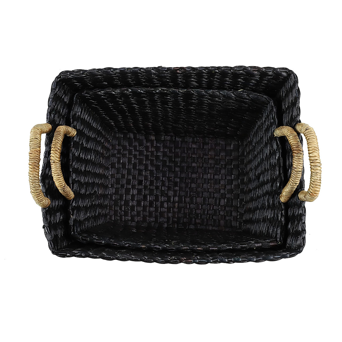 Deco 79 Eclectic Banana Leaf Storage Basket, Set of 2 18", 16"W, Black