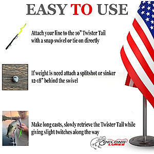 Delong Lures Fishing Lures Bass Set, 10" Pre-Rigged Weedless Swim Bait, Twister Tail Bass Fishing Lures, Extra Durable Soft Plastic Baits for Freshwater - 5 pcs Bass Baits and Lures Pack, Made in USA