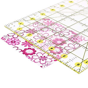 AUTOTOOLHOME Quilting Ruler Acrylic Quilters' Ruler for Easy Precision Cutting Fabric Paper, 6.5" x 12" for Quilting, Sewing & Crafts Template