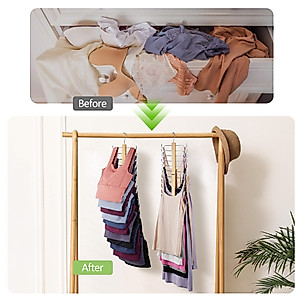 OMHOMETY Tank Top Hanger, 2 Pack Bra Organizer, Sturdy Wooden Space Saving Holder Closet Organizers and Storage for Tank Tops, Bras, Camisoles, Swimsuits