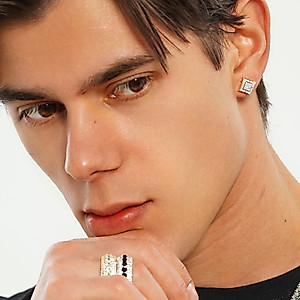 TOPGRILLZ 925 Sterling Silver Iced out Men and Women 14k Gold Square Kite Screw Back Hypoallergenic Stud Earrings with Simulated Diamond (Gold)