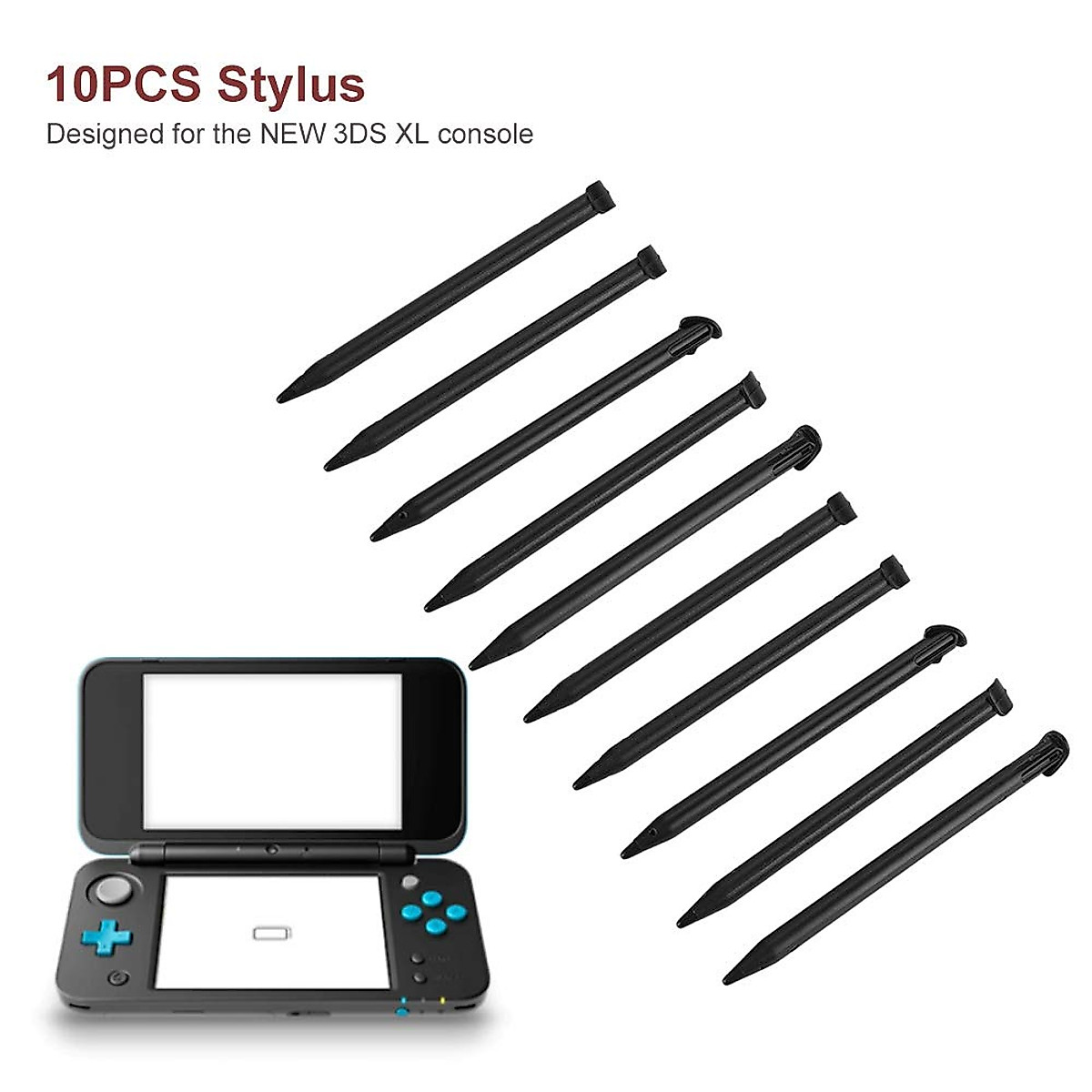 Feel Smooth and Delicate Stylus, 10 Pcs a Pack Touch Pen, for New 3DS XL Console(Black)