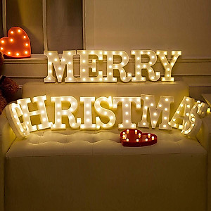 Laerjin Light Up Letters, Marquee Letters with Lights, Decorative Led Light Up Number, Light Up Number Sign for Night Light Wedding Birthday Party Christmas Home Bar - Letter Lights-V