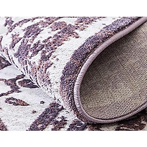 Unique Loom Aberdeen Collection Traditional Vintage Inspired Tone Textured Area Rug, 9 ft x 12 ft, Violet/Ivory