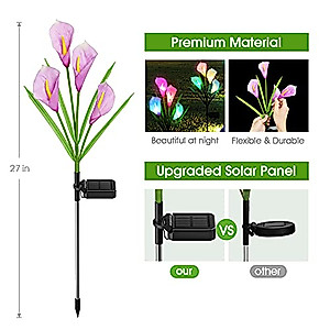 KOOPER Solar Lights Outdoor Decorative, 4 Pack Solar Garden Lights with 16 Calla Flowers 7 Color Changing LED Soalr Powered Outdoor Lights, Waterproof Solar Lights for Garden Patio Yard Decoration