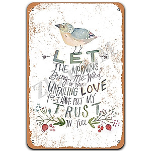 ZhangJM Let The Morning Bring Me Word of Your Unfailing Love Vintage Look 20X30 cm Metal Decoration Painting Sign for Home Kitchen Bathroom Farm Garden Garage Inspirational Quotes Wall Decor