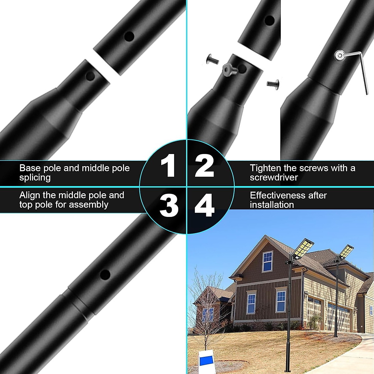 loyoele 16.5Ft Solar Street Light Pole for Parking Lots, Courtyards, Streets, Backyards, Outdoor House - Durable Weather-Resistant Street Poles