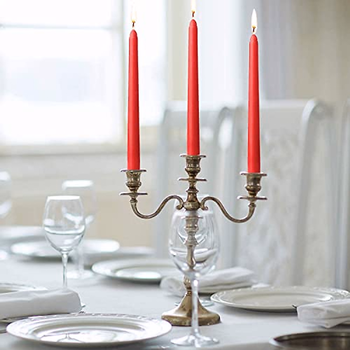 YIHANG Red Taper Candles - Set of 14 Dripless Candles - 10 inch Tall, 3/4 inch Thick - 7.5 Hour Clean Burning