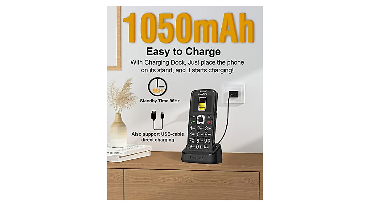 Easyfone Prime-A6 4G Unlocked Basic Phone with Big Buttons and Long Battery