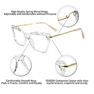 FEISEDY Cat Eye Glasses Frame Clear Lenses Eyewear Women B2440