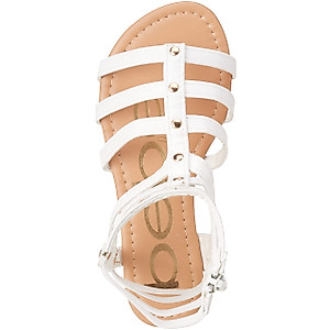 bebe Toddler Girls' Sandals - Leatherette Studded Open Toe Gladiator Sandals - Toddler Sandals for Girls (Toddler/Girl), Size 2 Little Kid, White