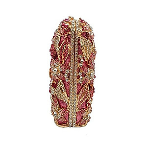 DEBIMY Elegant Flower Evening Clutch Bag Wedding Party Rhinestone Evening Bags for Women Cocktail Party Handbag Purse Pink