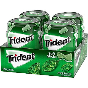Trident Unwrapped Spearmint Sugar Free Gum, 4 Bottles of 50 Pieces (200 Total Pieces)