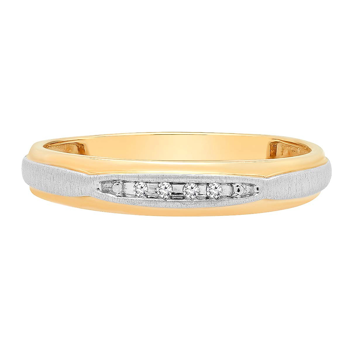 Dazzlingrock Collection 0.02 Carat (ctw) Two-Tone Round White Diamond 5 Stone Wedding Band for Women in 10K White & Yellow Gold, Size 4.5