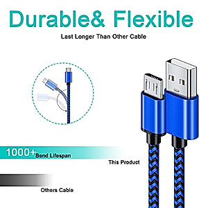 Micro USB Quick Charger Cable 2Pack 10FT Long Android Phone 2.1A Fast Charging Cord for Samsung Galaxy S7 S6 Plus/Edge/Active,J3 Luna Pro/Prime J7 Star/Crown,Note 5/4,LG Stylo 3 2 K30 K20,PS4 Pro