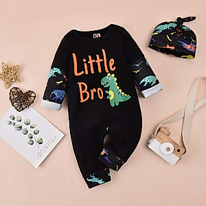 Aalizzwell Infant Baby Romper Toddler Pants Set Brother Matching Outfits Boys Clothes (Dinosaur-Romper, 0-3 Months)