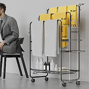 JANE EYRE Freestanding Towel Rack - 40'Standing Pool Towel Rack Outdoor, Towel Drying Rack for Bathroom 3-Tier Towel Rack Stand (Towel-S)