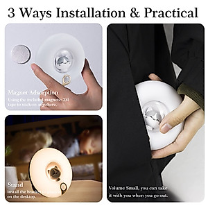 Cute Cat Motion Sensor Night Light Cordless Rechargeable Magnetic Nightlights Adjustable Brightness Stick Anywhere Cat Lamp for Kids Baby Bedroom Cabinet Closet Stairs Wall Lights for Hallway Nursery