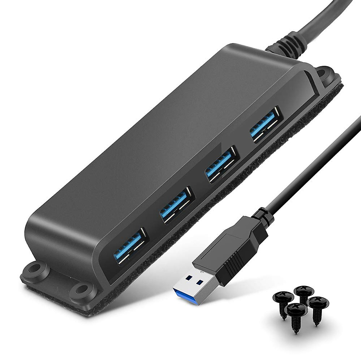 4-Port USB 3.0 Portable Desk Hub,Fixable USB Data Hub 3.0 with 3.3ft/100CM Cable for MacBook, Mac Pro/Mini, iMac, XPS, Surface Pro, Notebook PC, USB Flash Drives, Mobile HDD,Computer and More