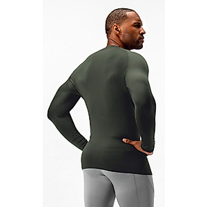 DEVOPS 2 Pack Men's Thermal Long Sleeve Compression Shirts (Medium, Black/Olive)