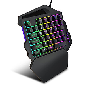 ViewHope 1 Handed RGB Mechanical Gaming Keyboard, Gaming Keypad, RGB Backlit 35 Keys Portable Mini Gaming Keypad,Customizable RGB Lighting, Classic Black