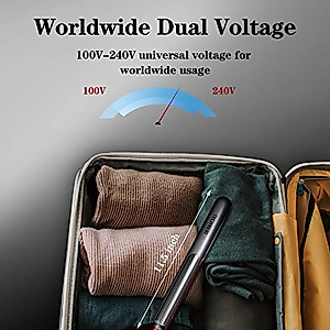 TECHMERI Hair Straightener and Curler 2 in 1, Flat Iron Hair Straightener with 5 Temp, Titanium Flat Iron with Dual Voltage, Temperature Memory