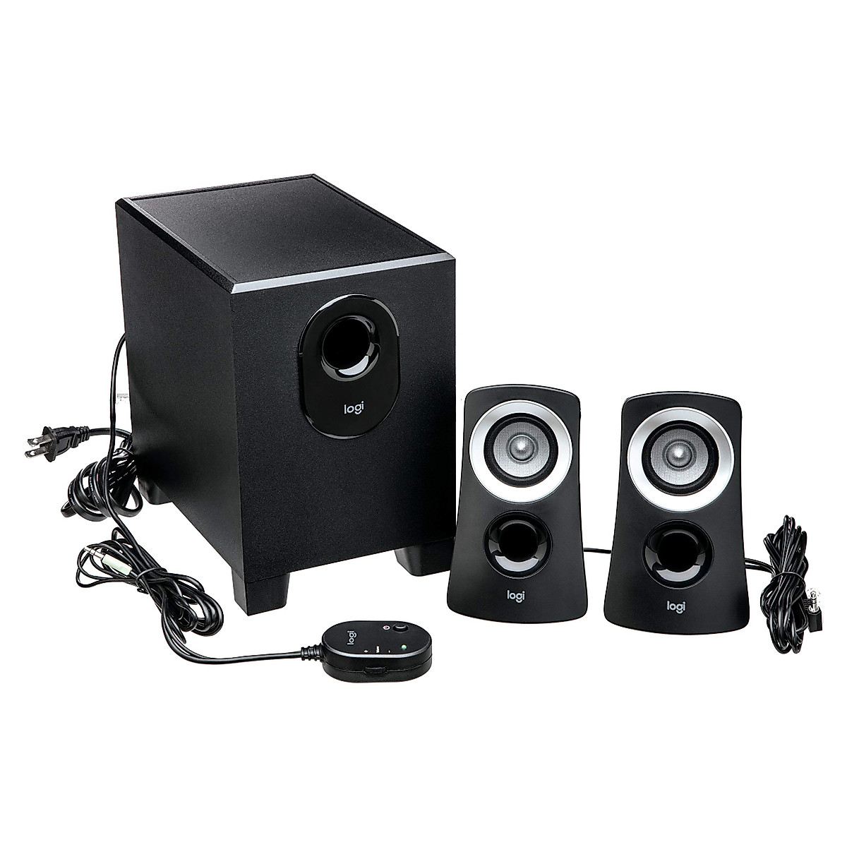 Logitech Z313 2.1 Multimedia Speaker System with Subwoofer, Full Range Audio, 50 Watts Peak Power, Strong Bass, 3.5mm Inputs, PC/PS4/Xbox/TV/Smartphone/Tablet/Music Player - Black
