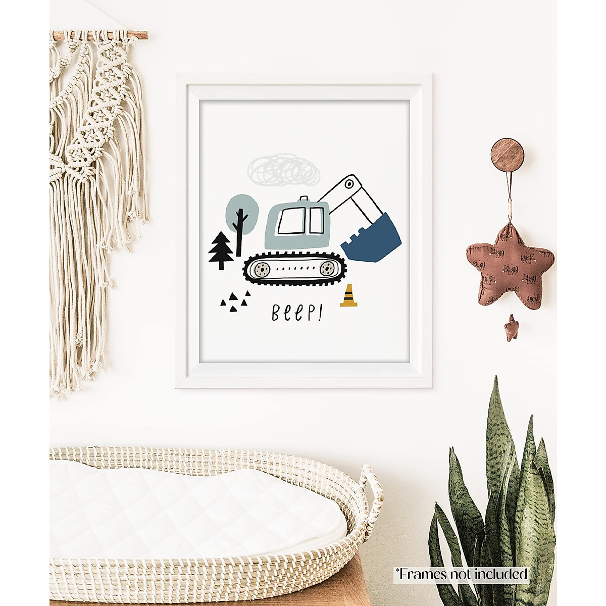 Construction Decor for Boys Room - 4 Car Posters for Boys Room Decor, 8x10 Unframed Construction Signs for Kids Wall Art, Toddler Room Decor for Boys Bedroom Decor, Playroom & Nursery Decor for Boys