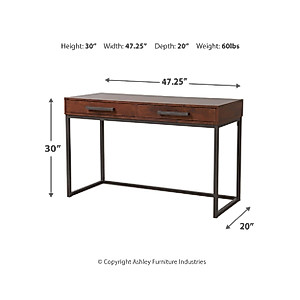 Signature Design by Ashley Horatio Urban Industrial 48" Home Office Desk with 2 Drawers, Brown