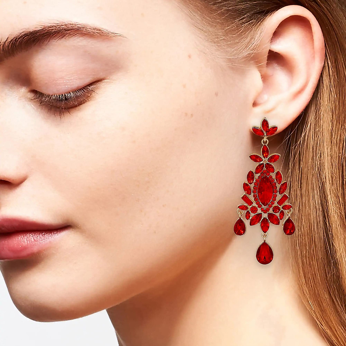 GONGZHU Crystal Statement Earrings for Women Bohemian Rhinestone Earrings Drop Chandelier Earrings Gold Black Tone(52941-GDBK)