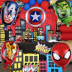 5PCS Aluminium Film Balloons for Superhero Avengers Party,for Superhero Birthday Party Supplies