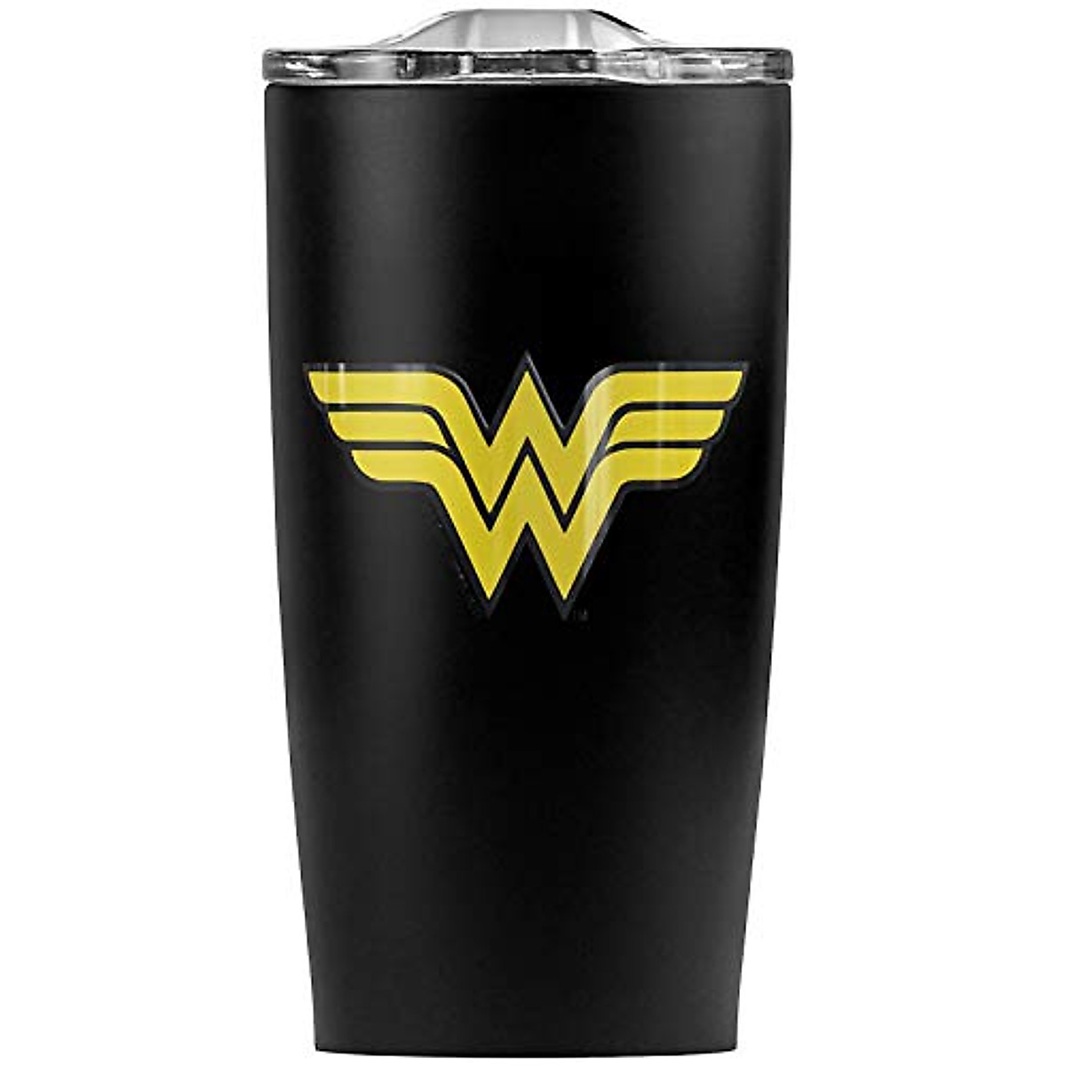 DC Comics Wonder Woman Classic W Logo Stainless Steel Tumbler 20 oz Coffee Travel Mug/Cup, Vacuum Insulated & Double Wall with Leakproof Sliding Lid | Great for Hot Drinks and Cold Beverages