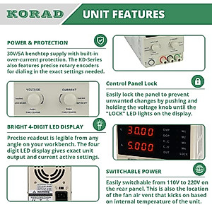 KORAD KD3005D - Precision Variable Adjustable 30V, 5A DC Linear Power Supply Digital Regulated Lab Grade…