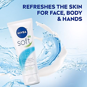 NIVEA Soft Refreshingly Soft Moisturizing Cream, Lightweight Moisturizer for Face, Body and Hands, Body Cream Enriched with Jojoba Oil and Vitamin E, 2.6 Oz Tube, Pack of 3