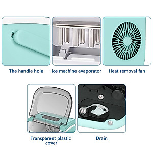 Antarctic Star Countertop Ice Maker Portable Ice Machine with Handle,Self-Cleaning Ice Makers, 26Lbs/24H, 9 Ice Cubes Ready in 6 Mins for Home Kitchen Party Bar Green