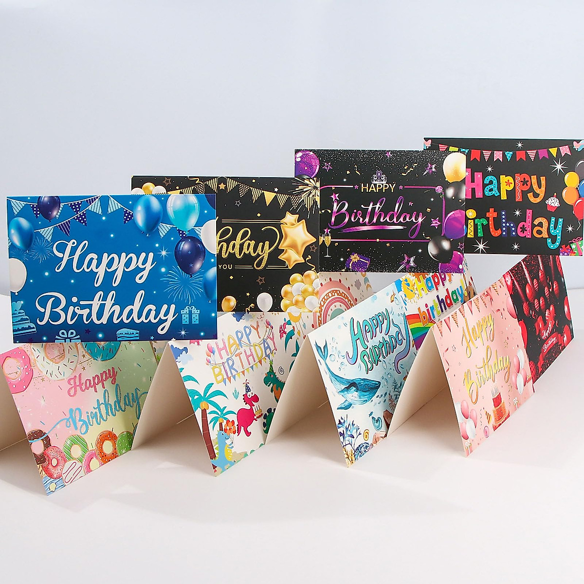 72 Happy Birthday Cards with Envelopes, Birthday Cards Bulk with Box, Blank Inside, 24 Unique Designs, 5x7 inches, Assorted Birthday Greeting Cards for Kids and Women