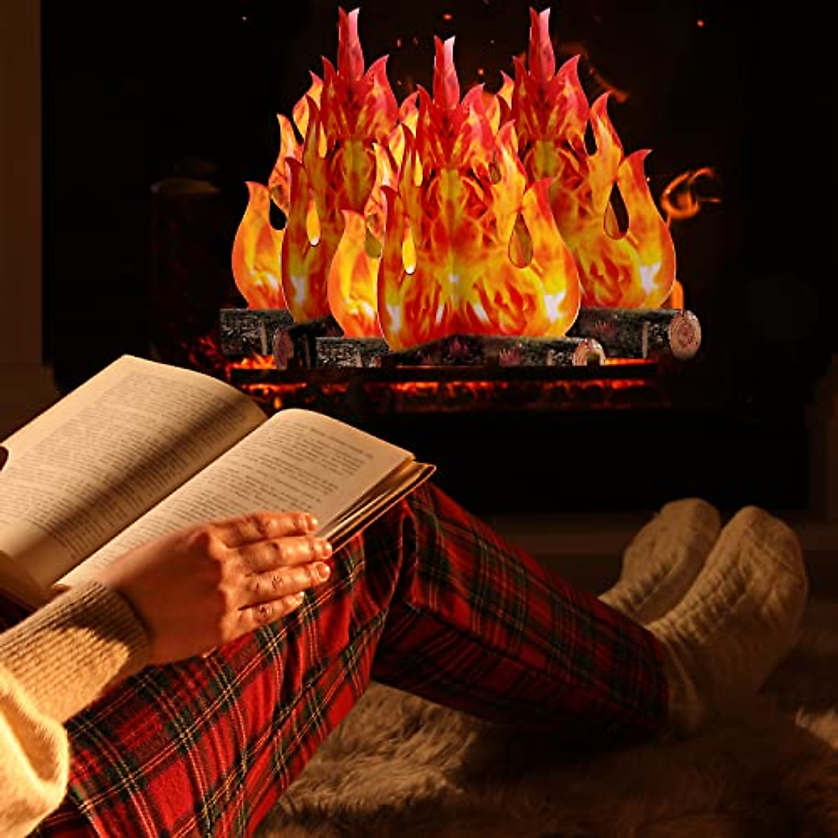 Boao 12 Set 3D Decorative Cardboard Campfire Centerpiece Artificial Fire Fake Flame Paper Party Decorative Flame Torch (Gold Orange)