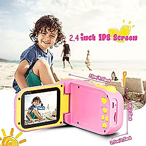 Kids Camera Christmas Birthday Gifts - Boys Girls Kids Video Camera, 2.4IN 1080P Children Digital Camcorder Camera for Kids Girls Boys 3-9 Years Old,32GB SD Card-Pink