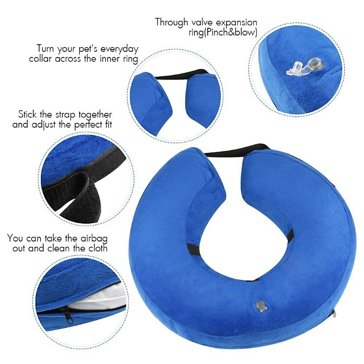 Hyan Pet Protective Recovery Inflatable Collar-Soft Adjustable Comfortable Pet E-Collar for Dogs and Cats -Surgery Recovery Collar Pets Touching Stitches or Biting Wound (S-Neck Circumference 6-9")