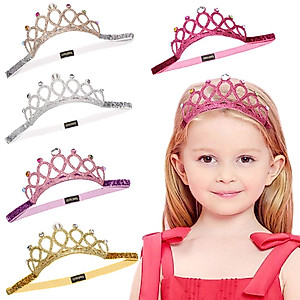 Baby Girl Rhinestone Crown Headbands Toddler Princess Tiara Crown Headband Set Hair Accessories for Birthday Party Shower Photograph